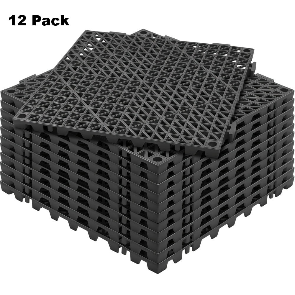 IVV Modular Interlocking Floor Tiles 12"x12", 12-Pack Non-Slip PVC Mats ...