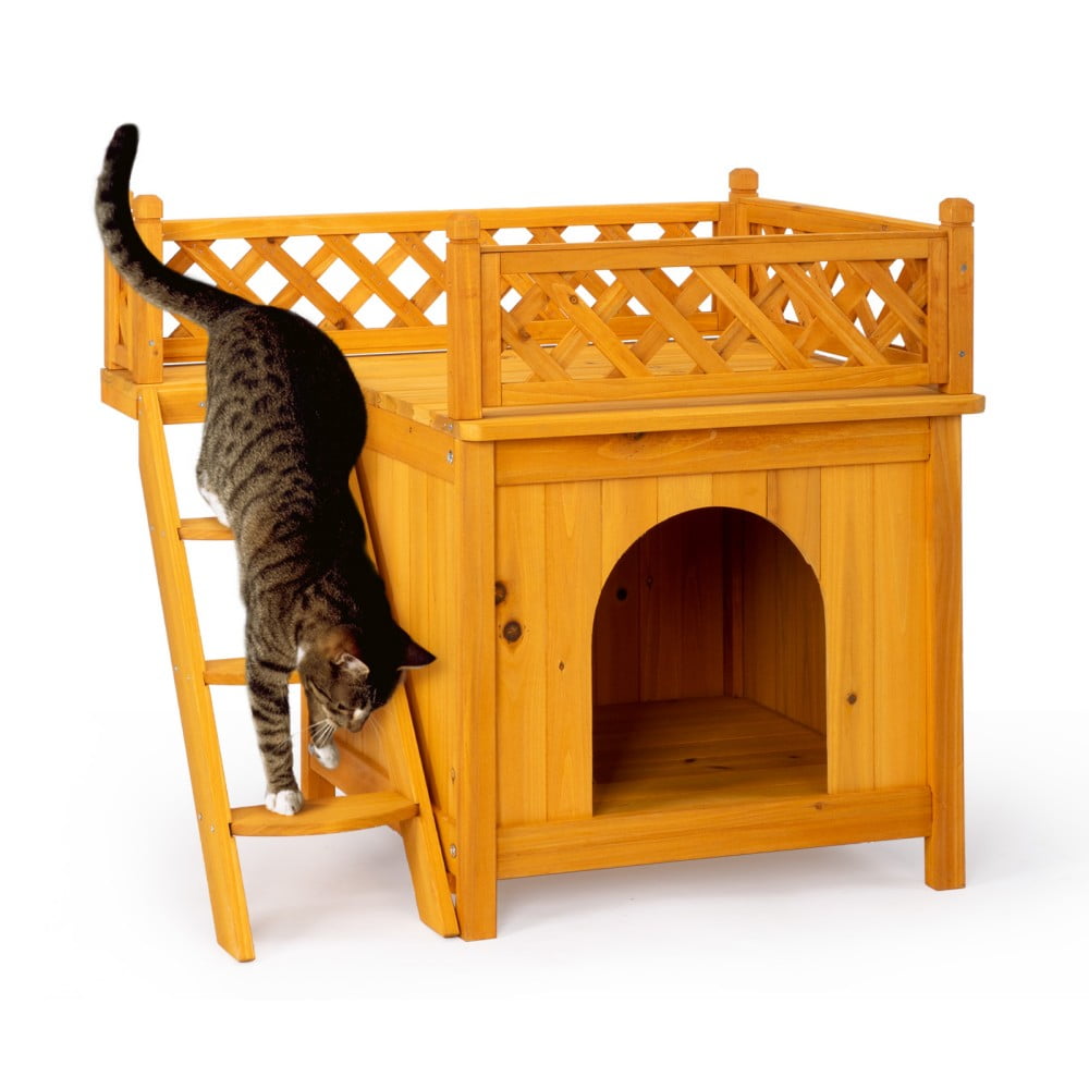 IVV Outdoor Cat House - Two Story Wooden Cat Shelter for Outside Feral ...