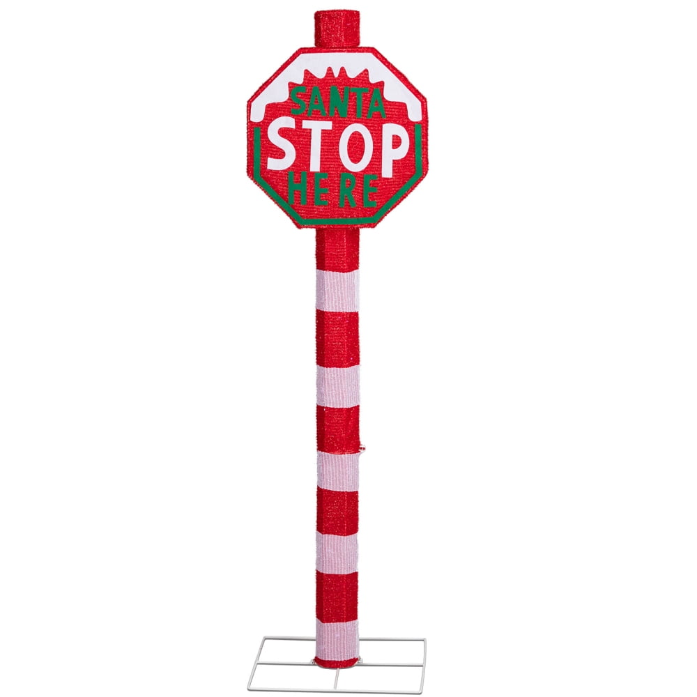 IVV Outdoor Christmas Decorations Santa Stop Here Sign, 52" H LED ...