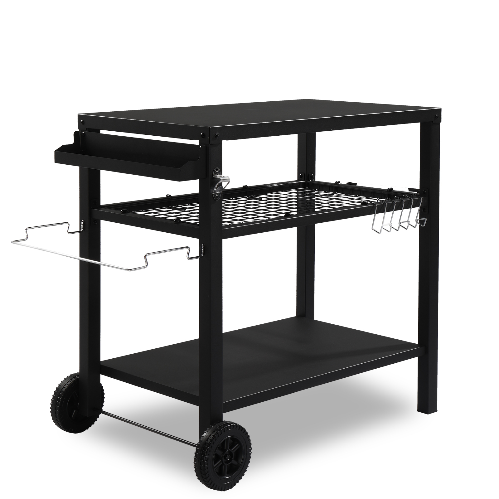 IVV Outdoor Grill Cart Three-Shelf Grill Table Movable BBQ Trolley Food ...