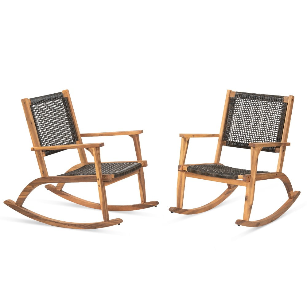 IVV Outdoor Rocking Chairs Set of 2, Acacia Wood Outdoor Rockers with ...