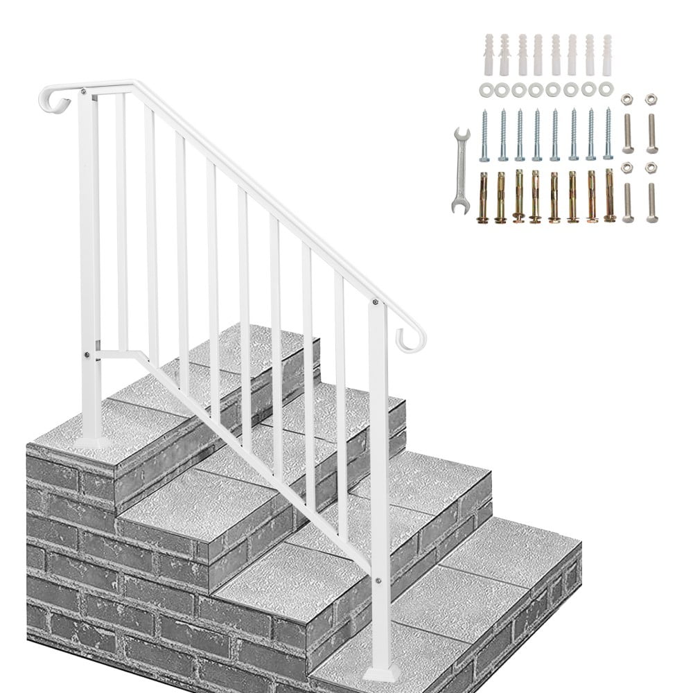 IVV Outdoor Steps Handrail for 3 Steps, Galvanized Iron Staircase ...