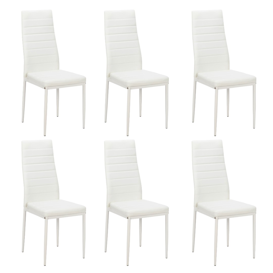 IVV PU Leather Dining Chairs Set of 6, Ergonomic High Back Armless ...