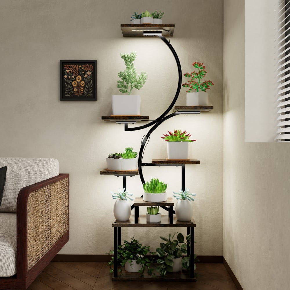 IVV Plant Stand with Grow Light, 8-Tiered Tall Plant Stands for Indoor ...