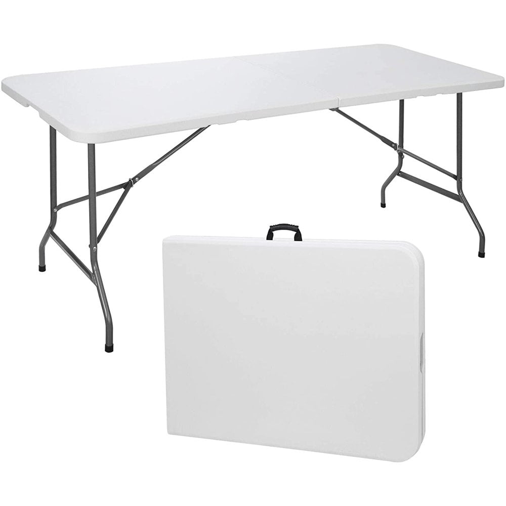 IVV Portable Outdoor Courtyard Foldable Long Table,White - Walmart.com