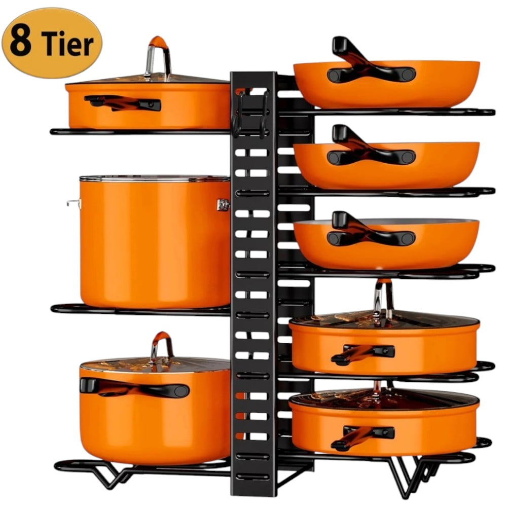 IVV Pots and Pans Organizer Rack, 8-Tier Kitchen Cabinet Organizers and ...
