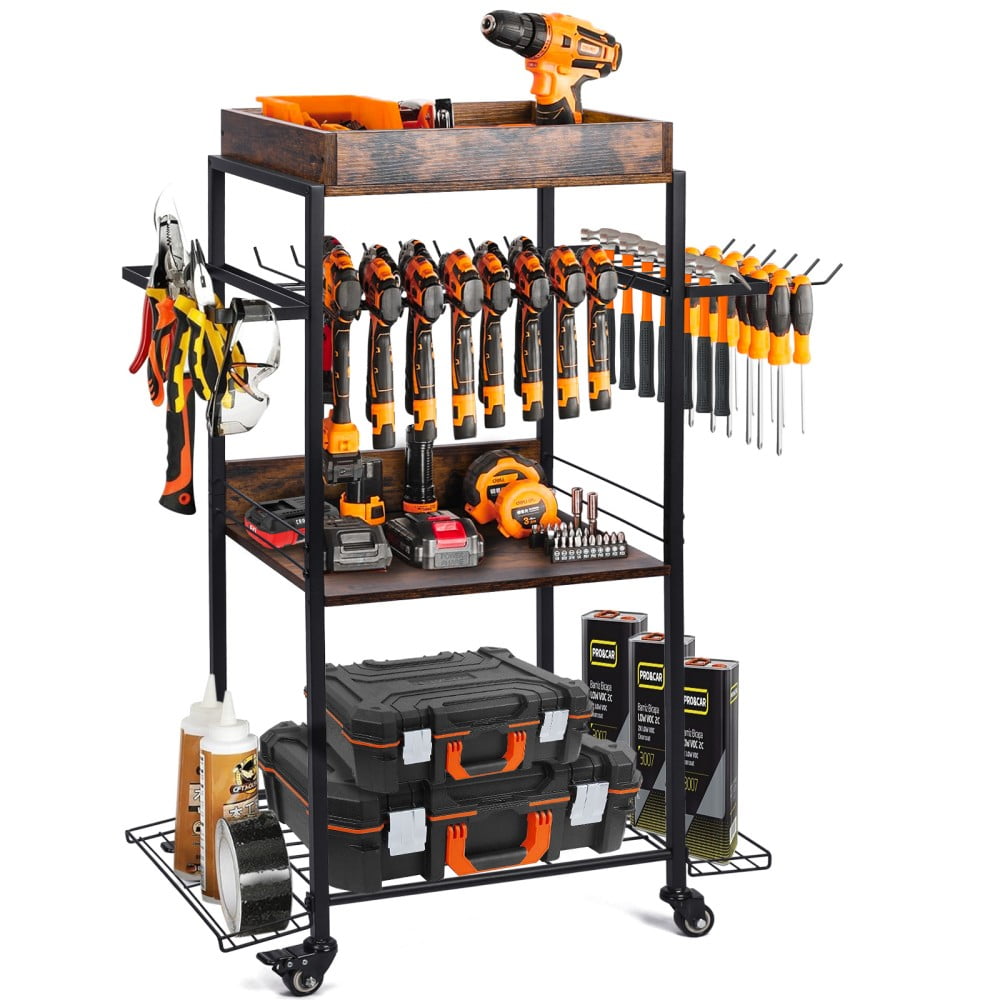 IVV Power Tool Organizer, 3-Tier Garage Workshop Tools Standing ...