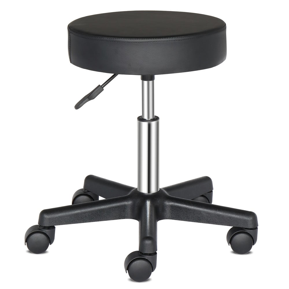 IVV Rolling Stool with Wheels, 330 LBS Weight Capacity, Height-Adjustable Upholstered Stool with ...