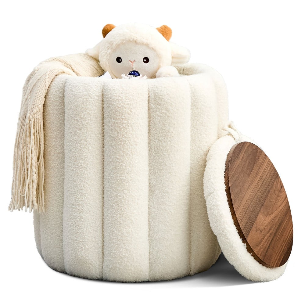 IVV Round Ottoman with Storage for Living Room, Small Footrest Step ...