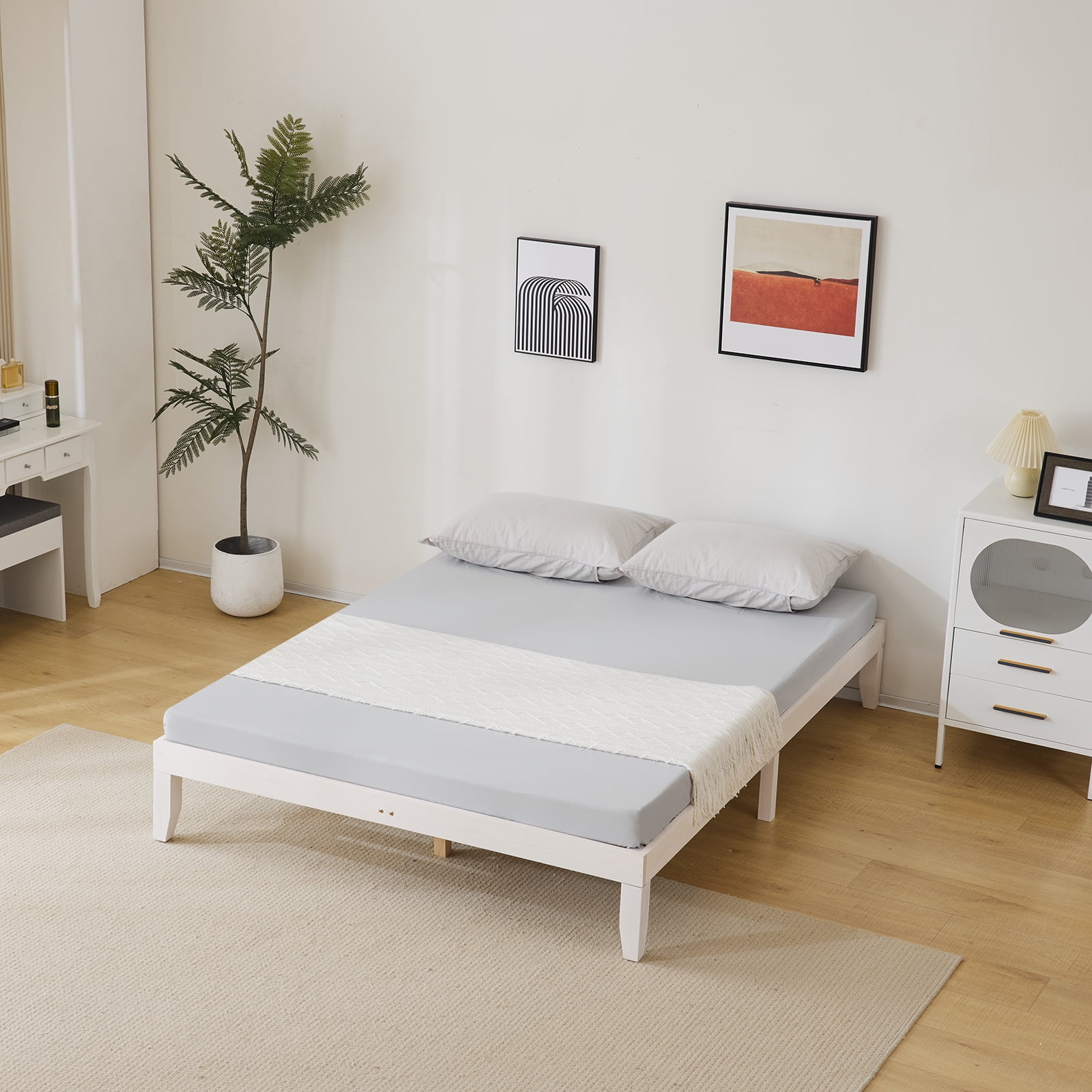 IVV Simple Platform Bed Frame, Wood Slat Support, No Box Spring Needed ...