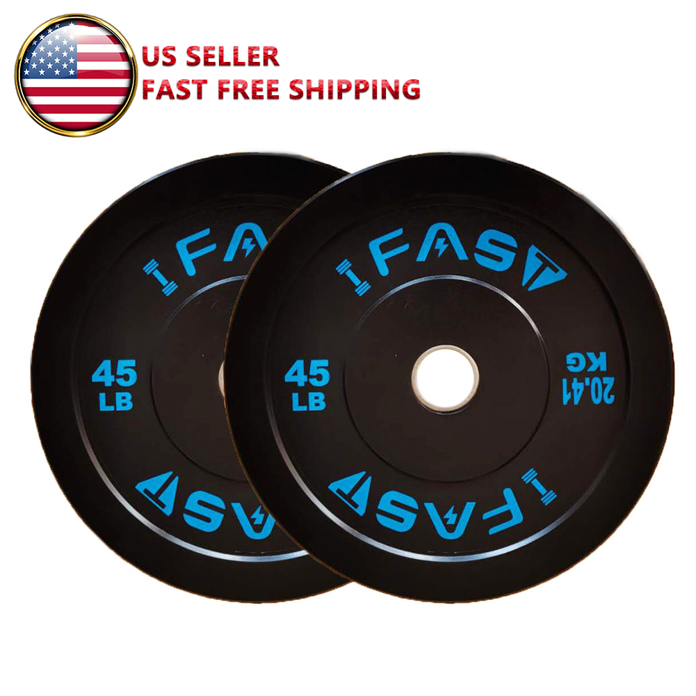 IVV Steel Olympic Bumper Plates Set - 45LBS Virgin Rubber Weights ...