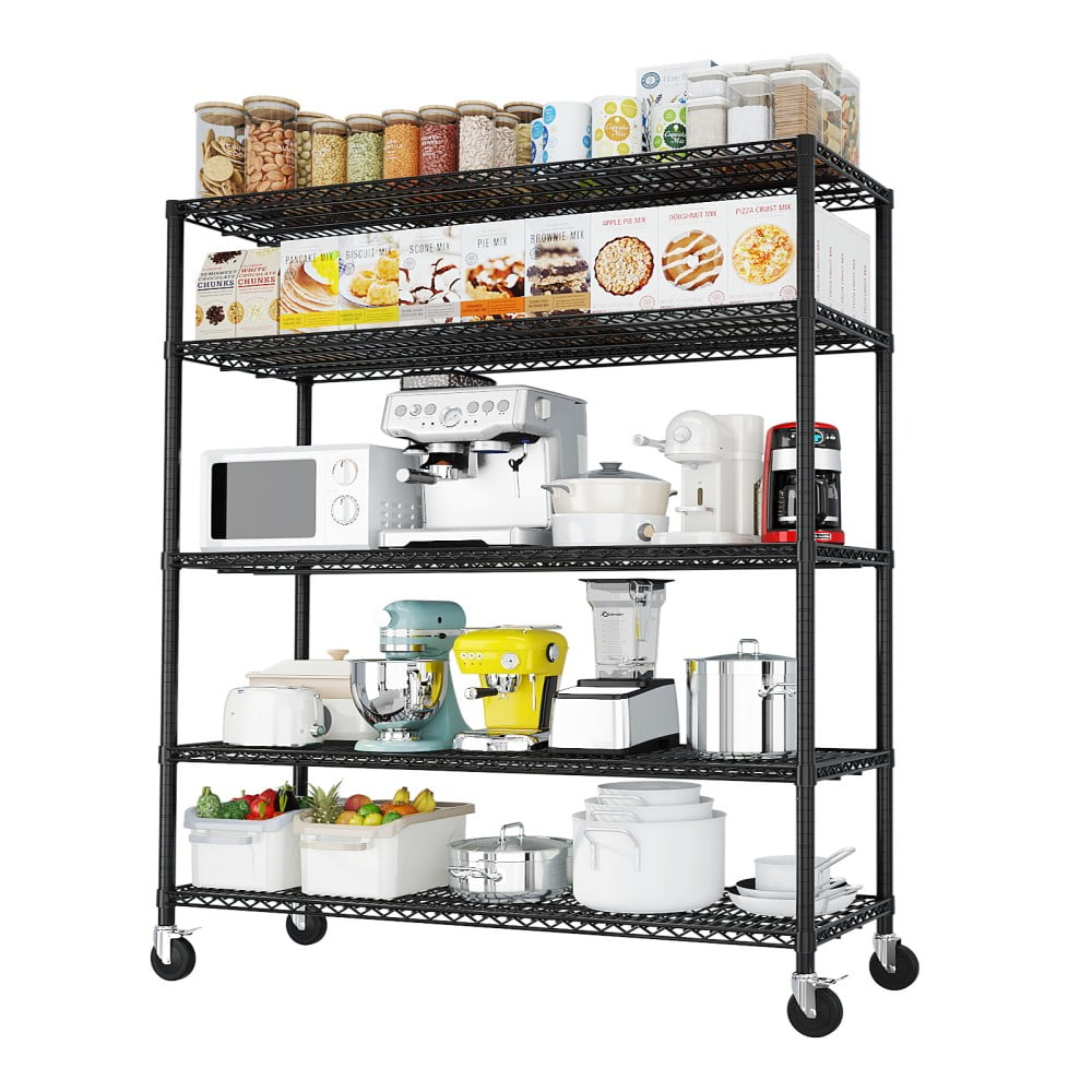 IVV Storage Shelves - 75.59" H Wire Shelving Unit with Wheels - 3200LBS ...