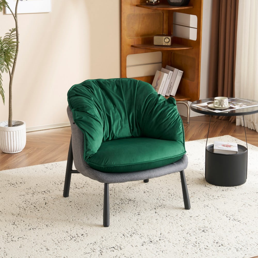 IVV Velvet Accent Chair, Upholstered Modern Single Sofa Side Chair ...