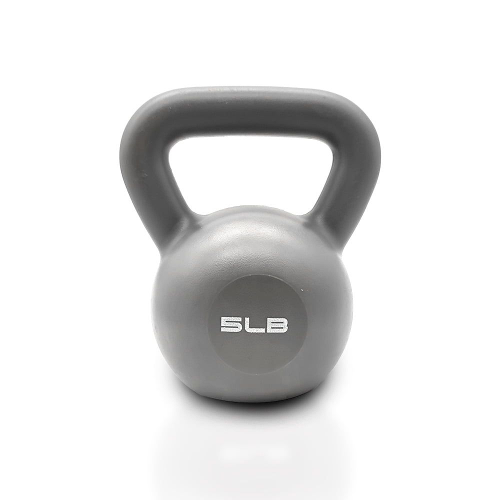 IVV Vinyl Coated Cast Iron Kettlebell with Wide Handle, Gray, Weights ...