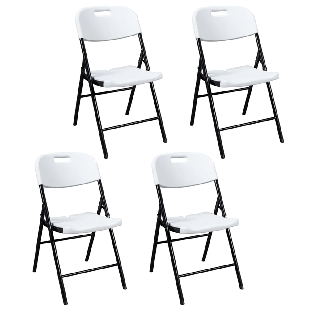 IVV White Folding Chairs Set of 4, Portable Stackable Party Chairs for ...