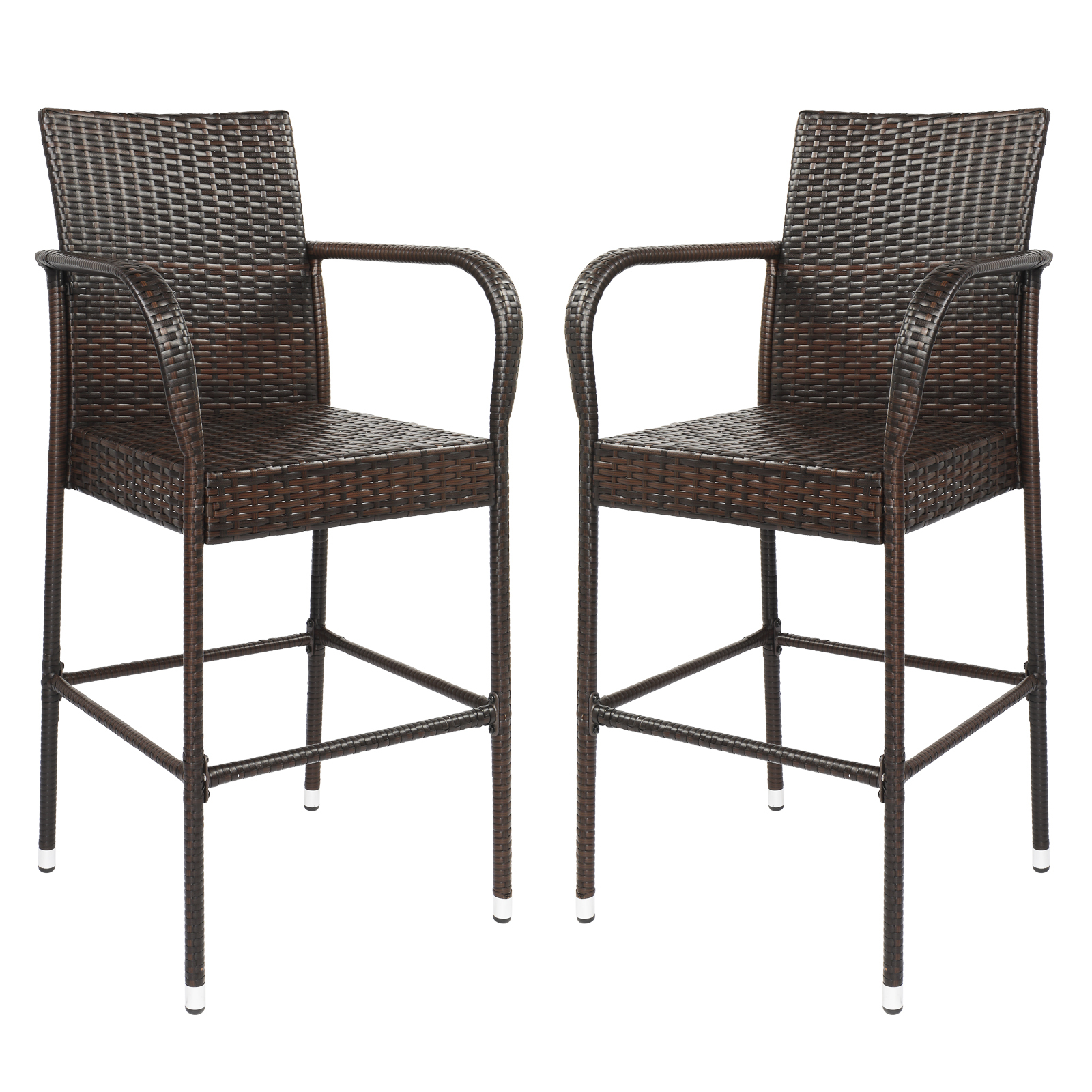 IVV Wicker Bar Chairs Outdoor Backyard Rattan High Side Chair w/Iron ...