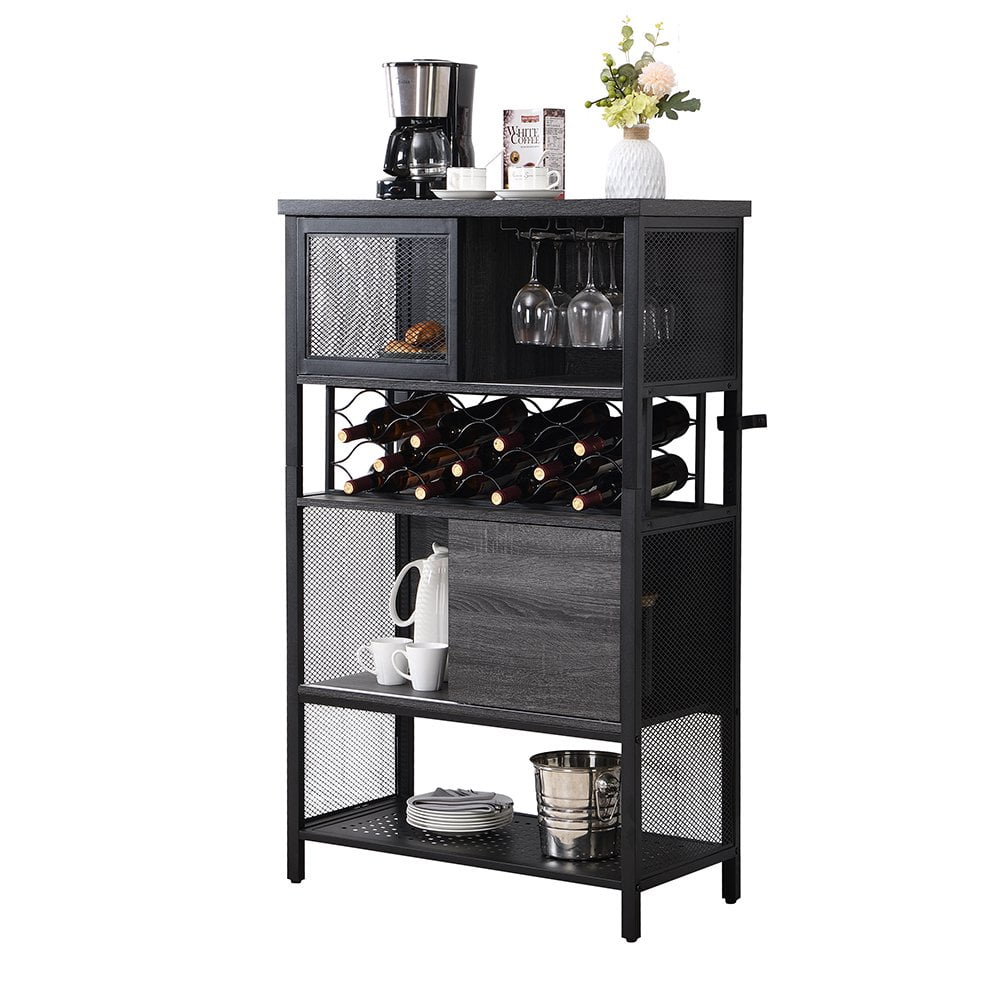IVV Wine Bakers Rack, 4-Tier Industrial Freestanding Floor Wine Rack ...
