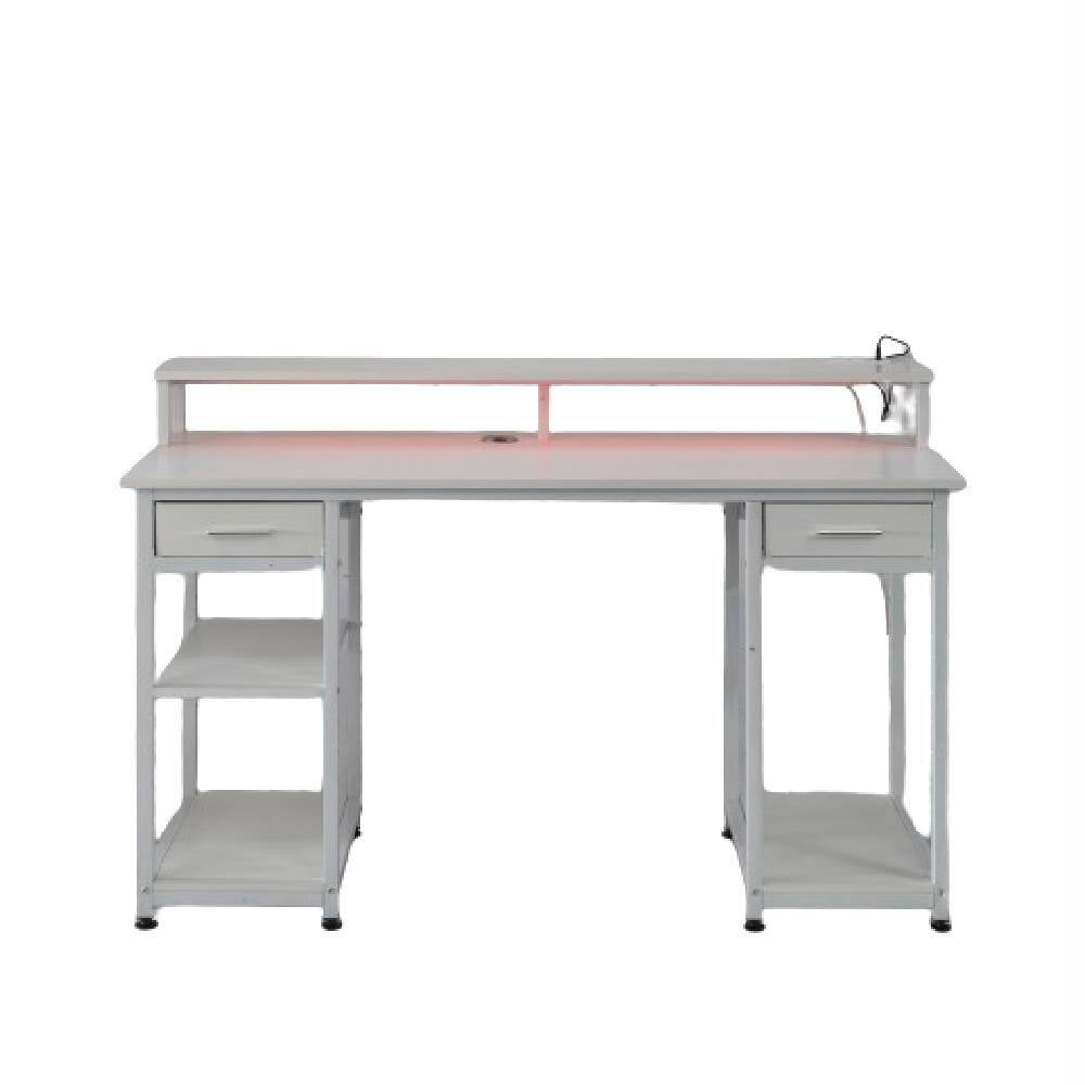 IVV Wood Computer Desk with Storage Shelves and 2 Fabric Drawers ...