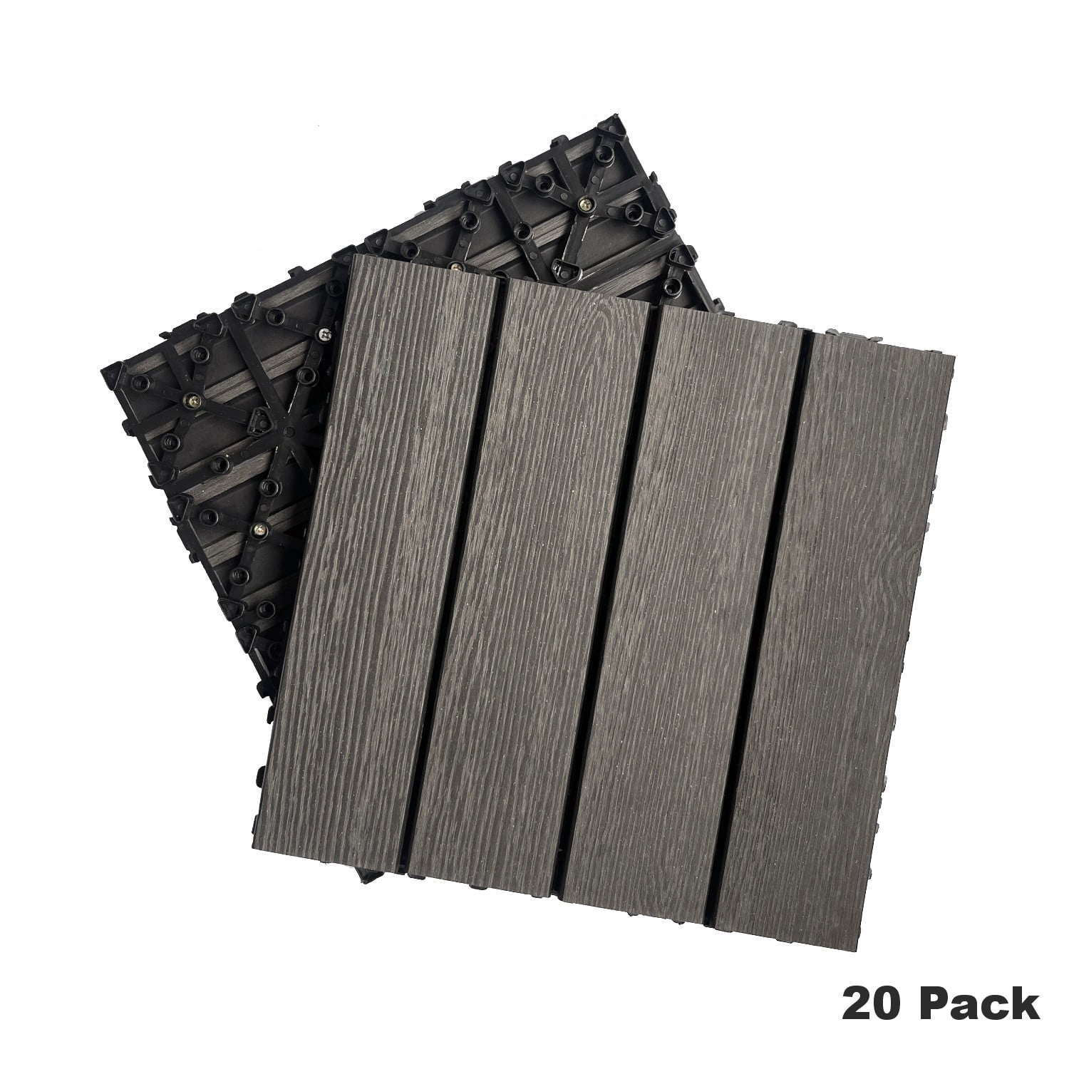 IVV Wood-Plastic Composite Decking Tiles Set of 20, DIY Interlocking ...