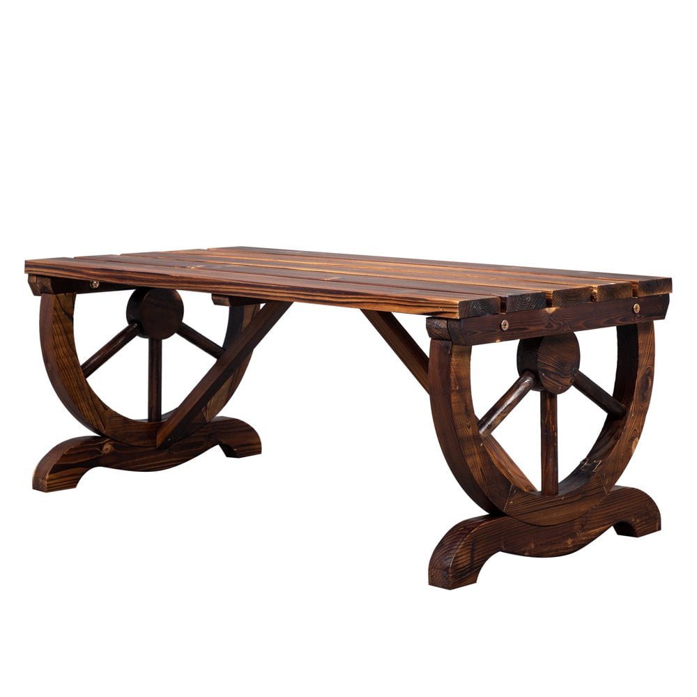 IVV Wooden Garden Bench, Outdoor Rustic Wagon Wheel Bench with ...