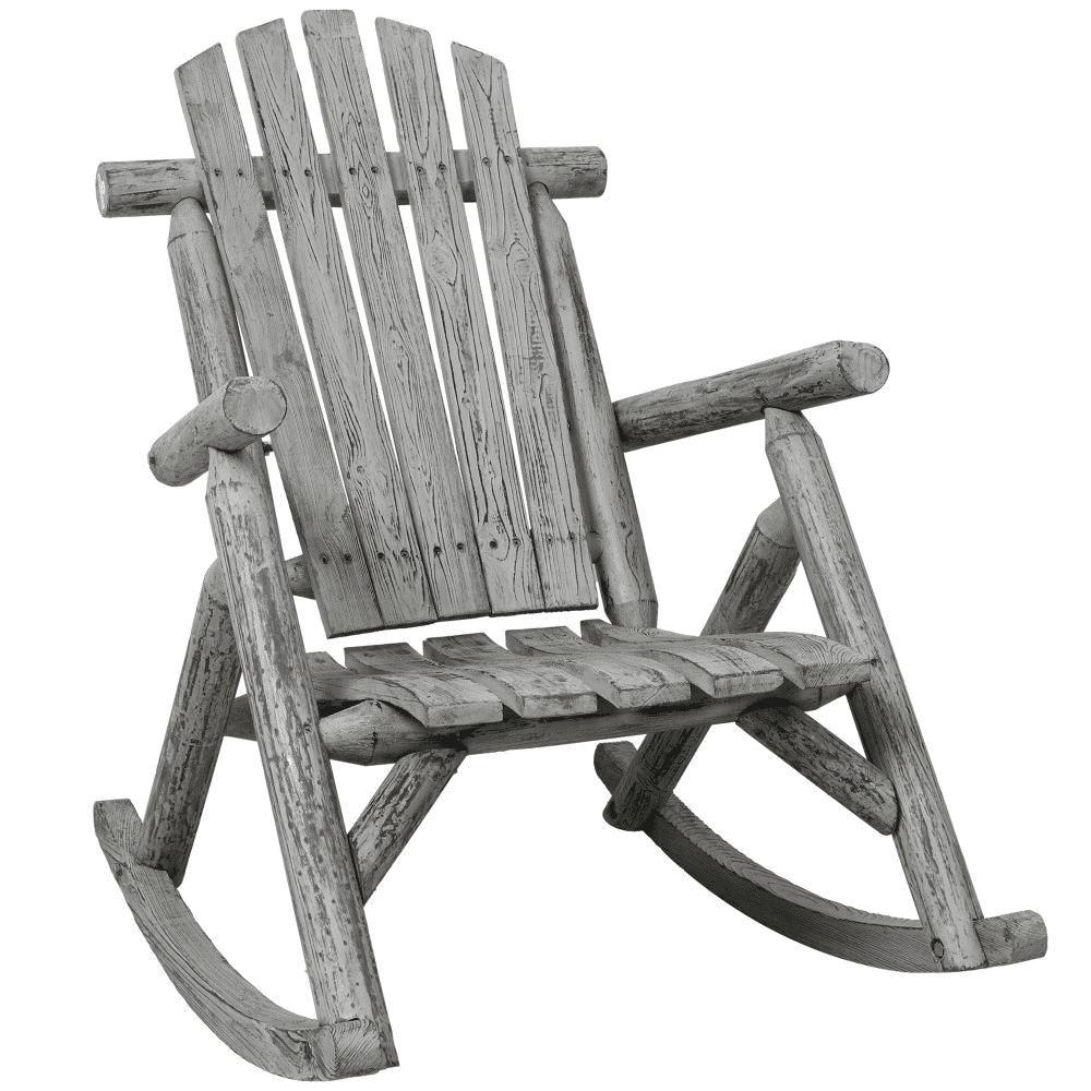 IVV Wooden Porch Rocking Chair, High-Back Fir Wood Outdoor Rocker with ...