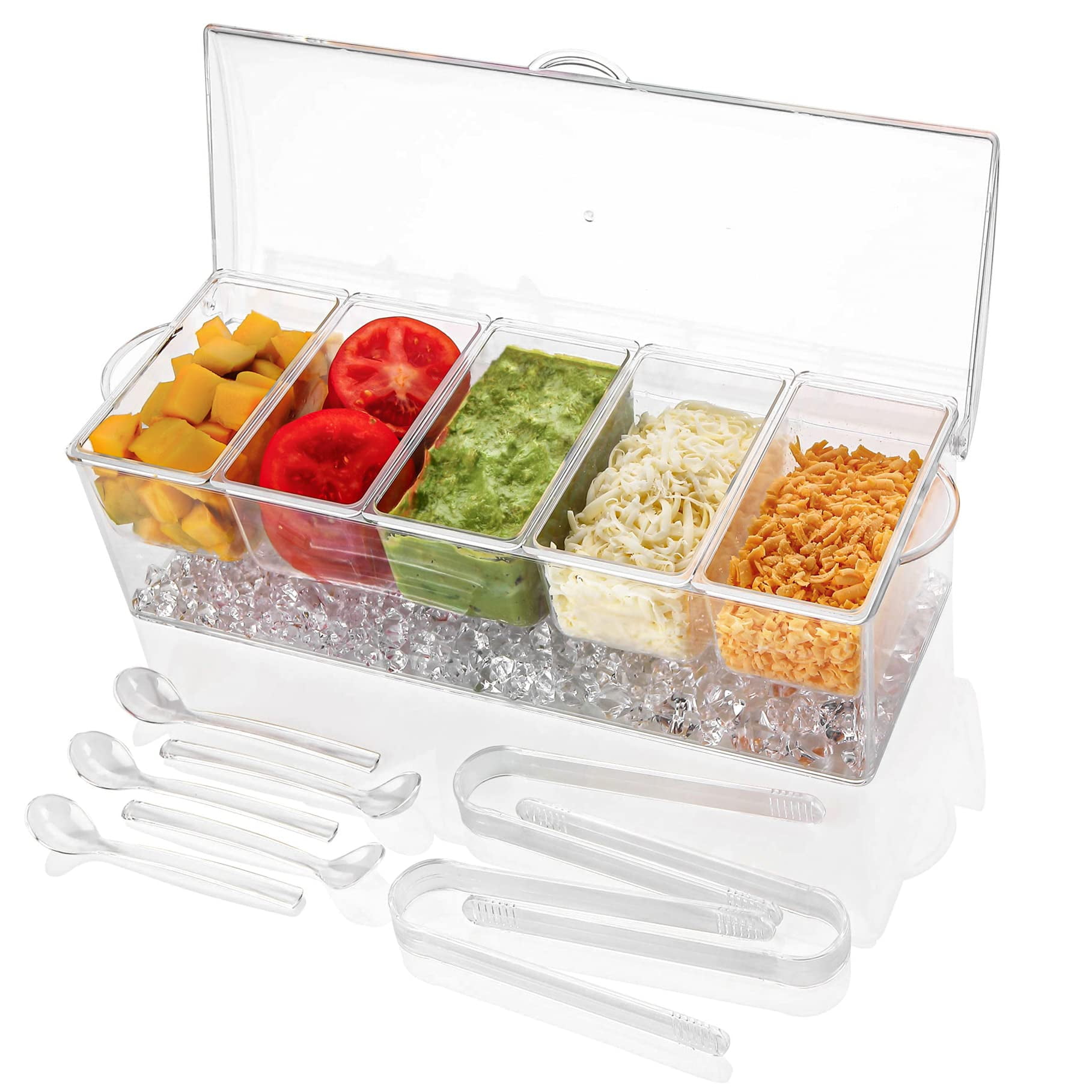 IVYHOME Ice Chilled 5 Compartment Condiment Server Caddy | Fruit ...