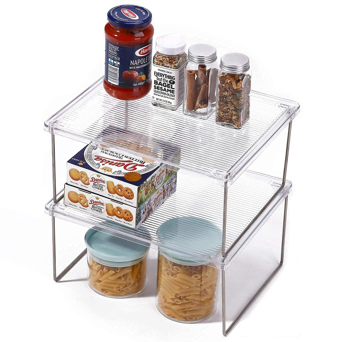 IVYHOME Pantry Organizer, Cabinet Storage Shelf Rack, Stackable Kitchen ...