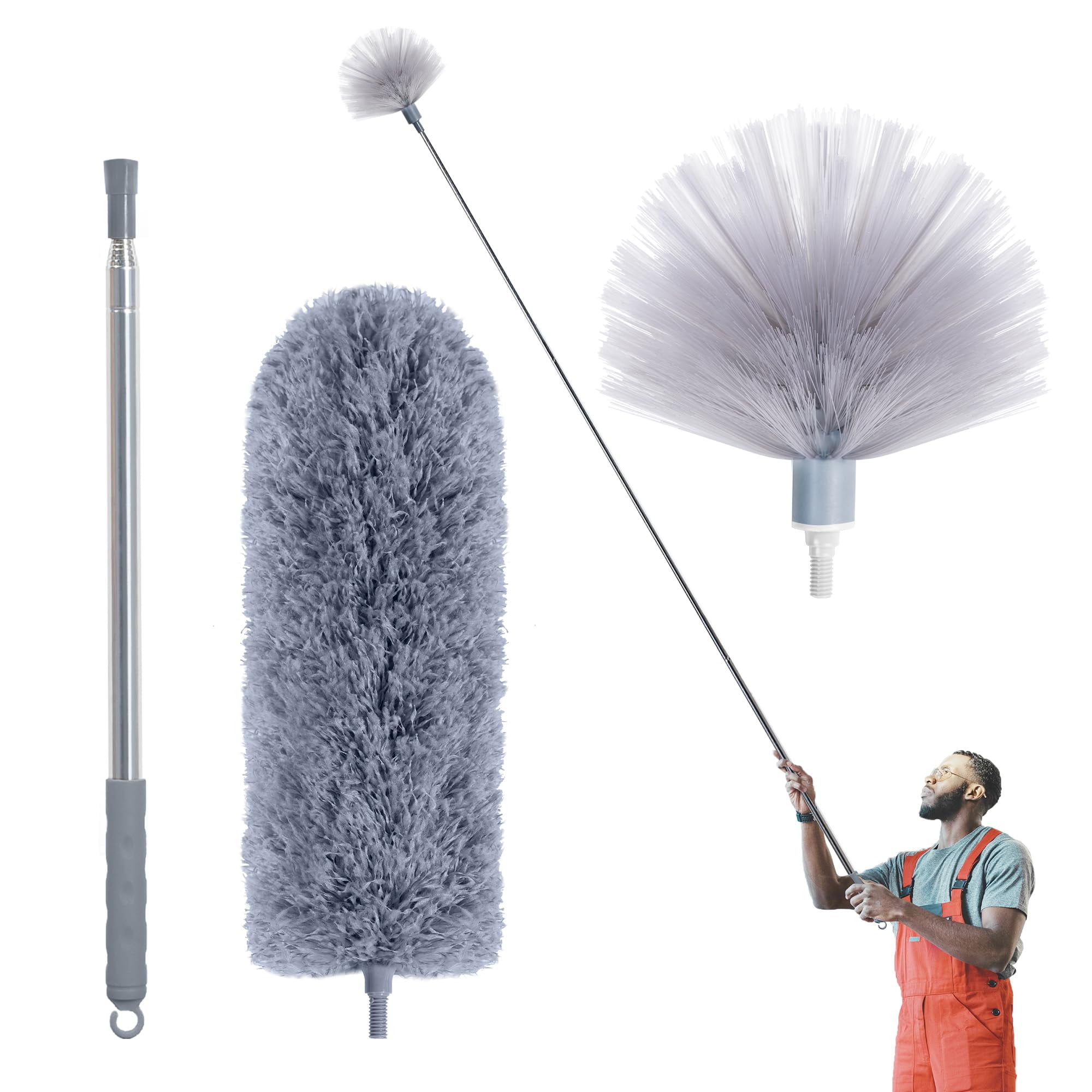 IVYROLL Cobweb Duster with Extension Pole, Spider Web Brush & Ceiling ...