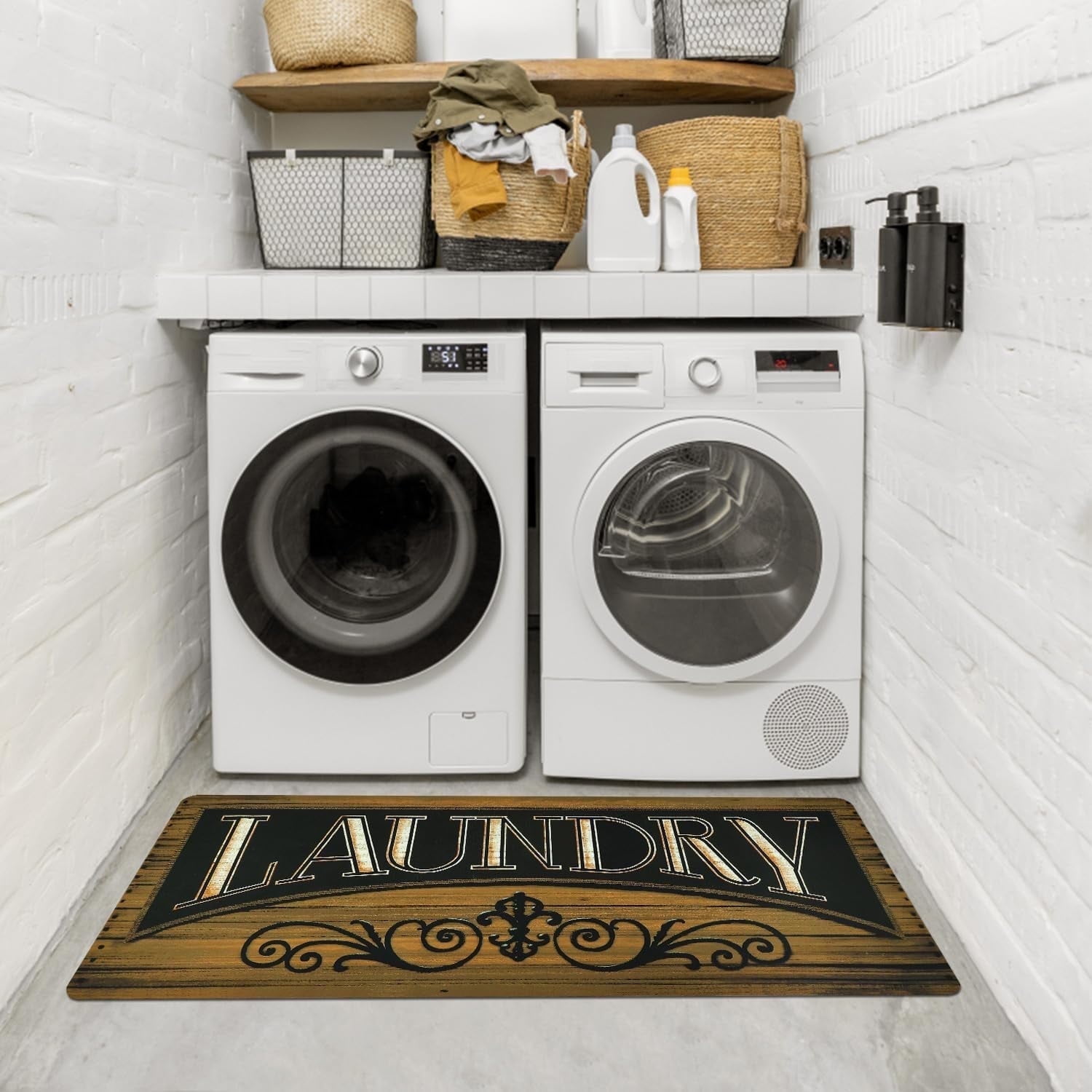 IValue Farmhouse Laundry Room Rug Runner 20 x 48 Non Slip Laundry Room ...