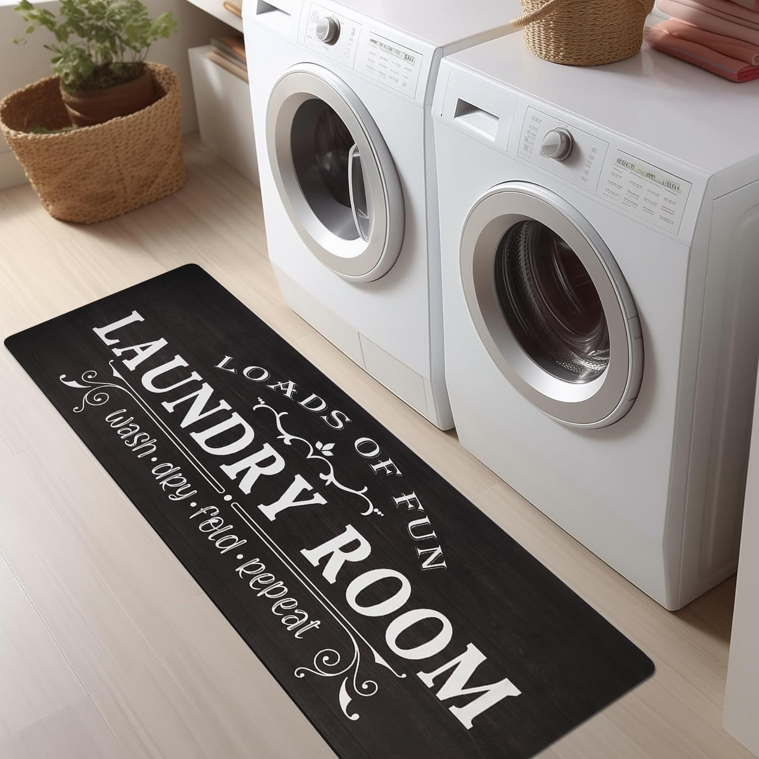 IValue Farmhouse Laundry Room Rug Runner 20 x 59 Non Slip Laundry Room ...