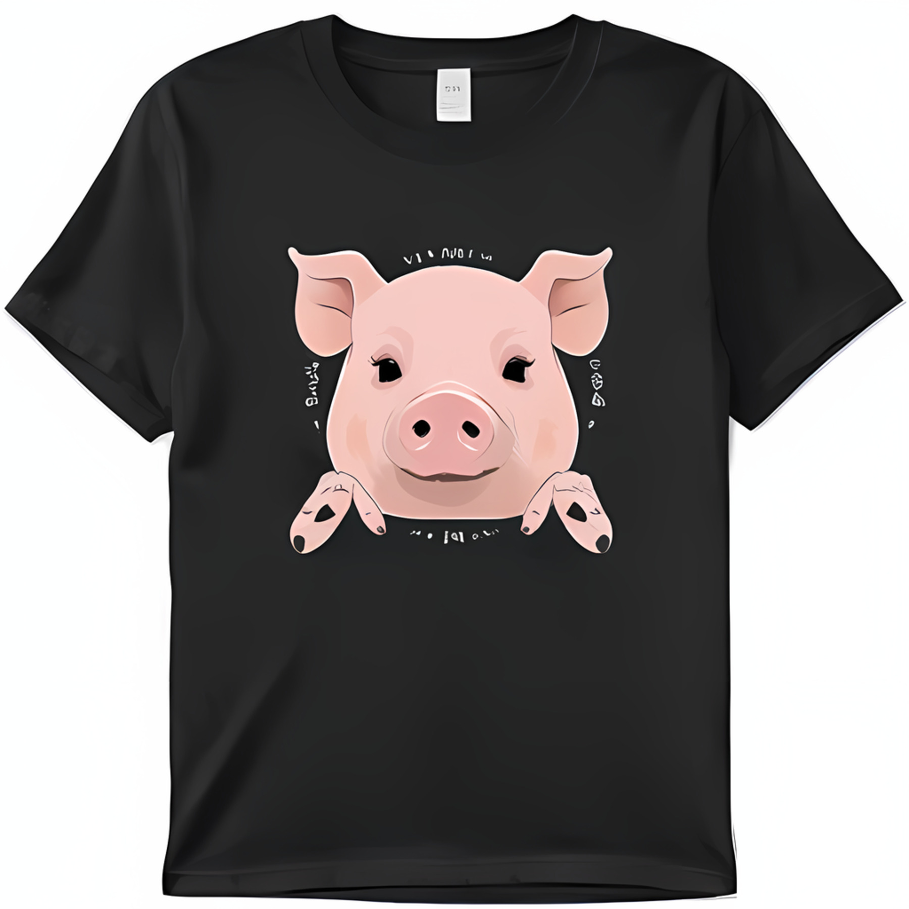 IWA JUN Profesional Black T-Shirt with Adorable Cartoon Pig Design ...