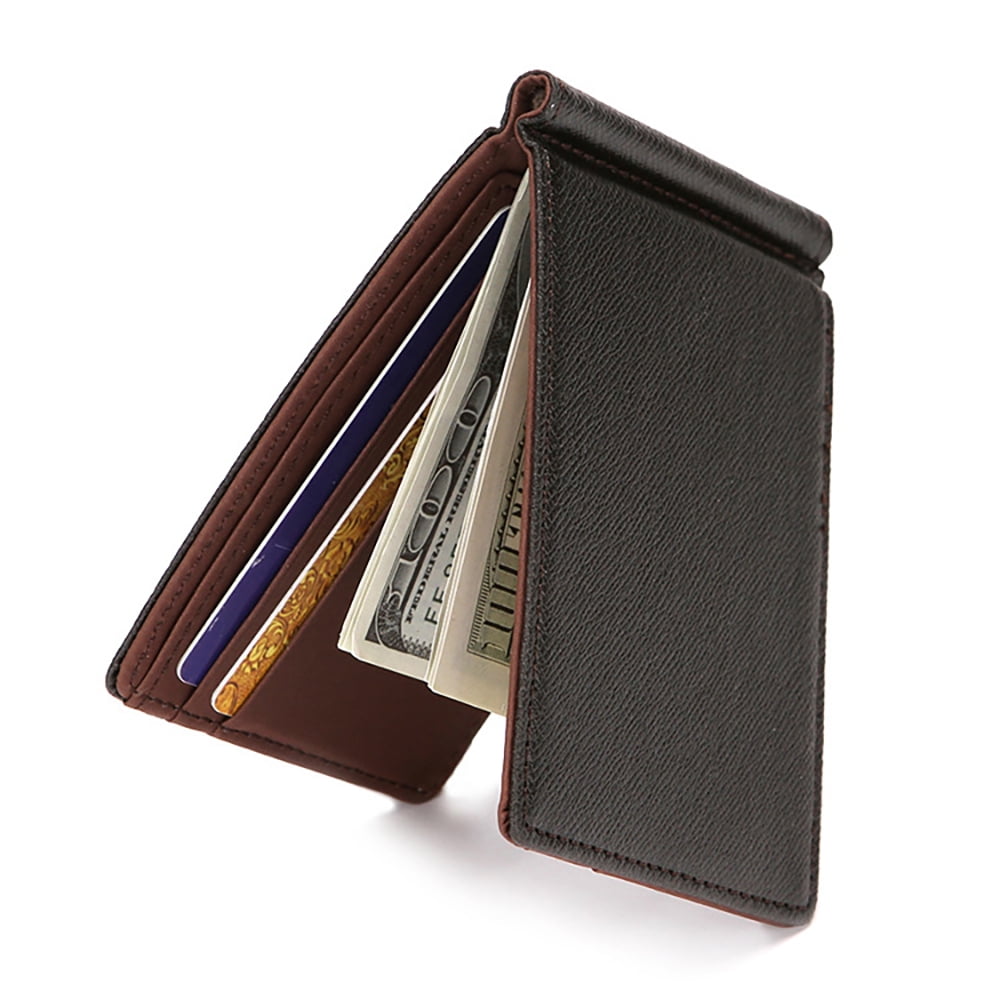 IWANTIT Slim Simple Credit Card Holder, Faux Leather Bifold Wallet With ...