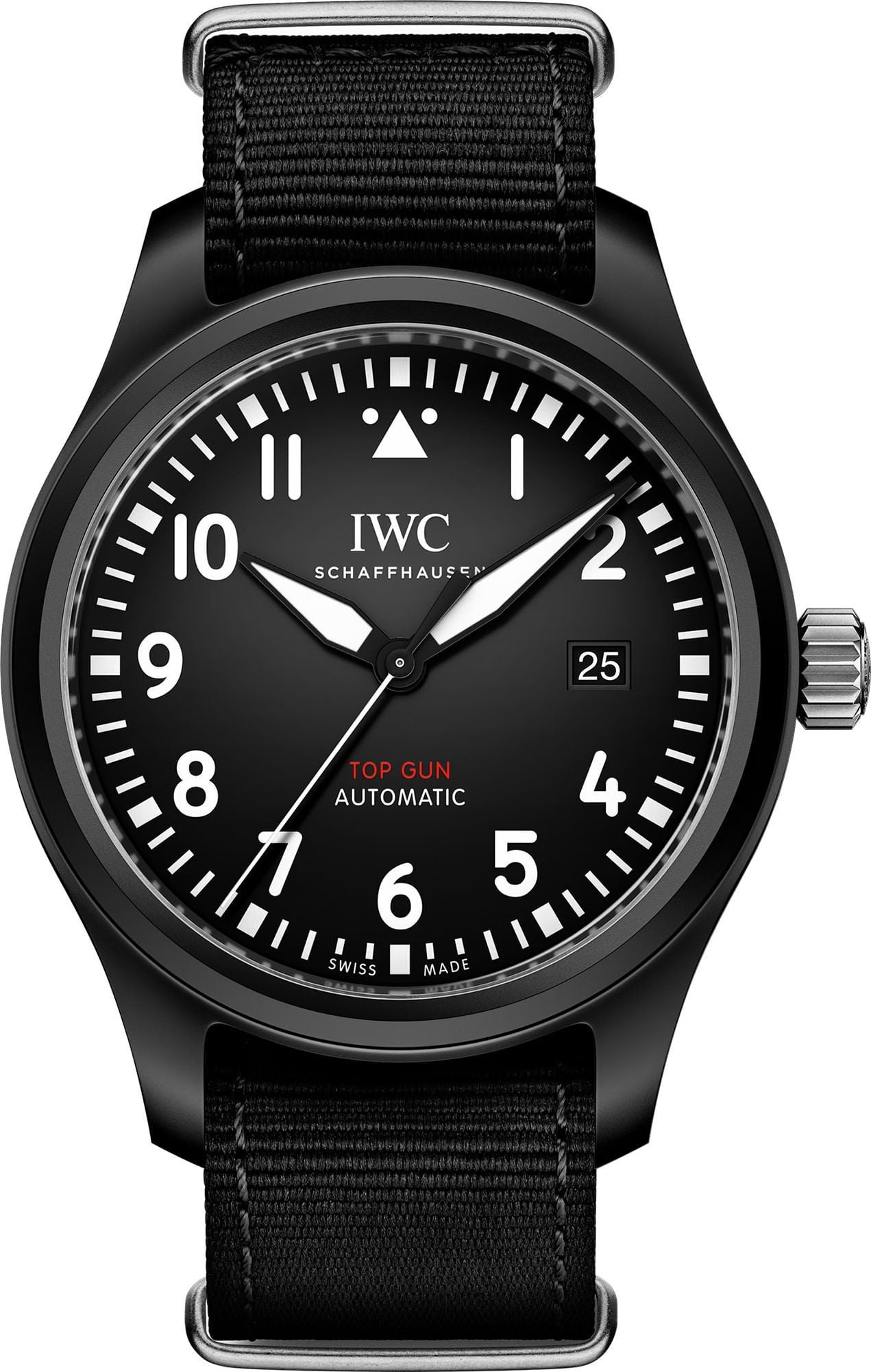 IWC Pilot's Top Gun Automatic Black Dial Fabric Strap Men's Watch ...
