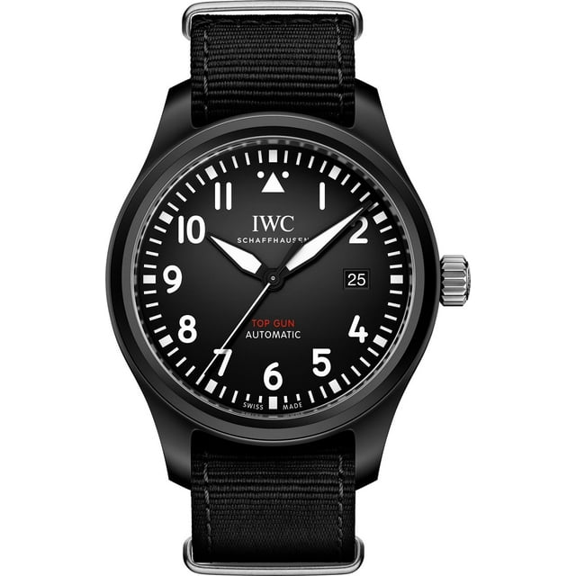 IWC Pilot's Top Gun Automatic Black Dial Fabric Strap Men's Watch ...