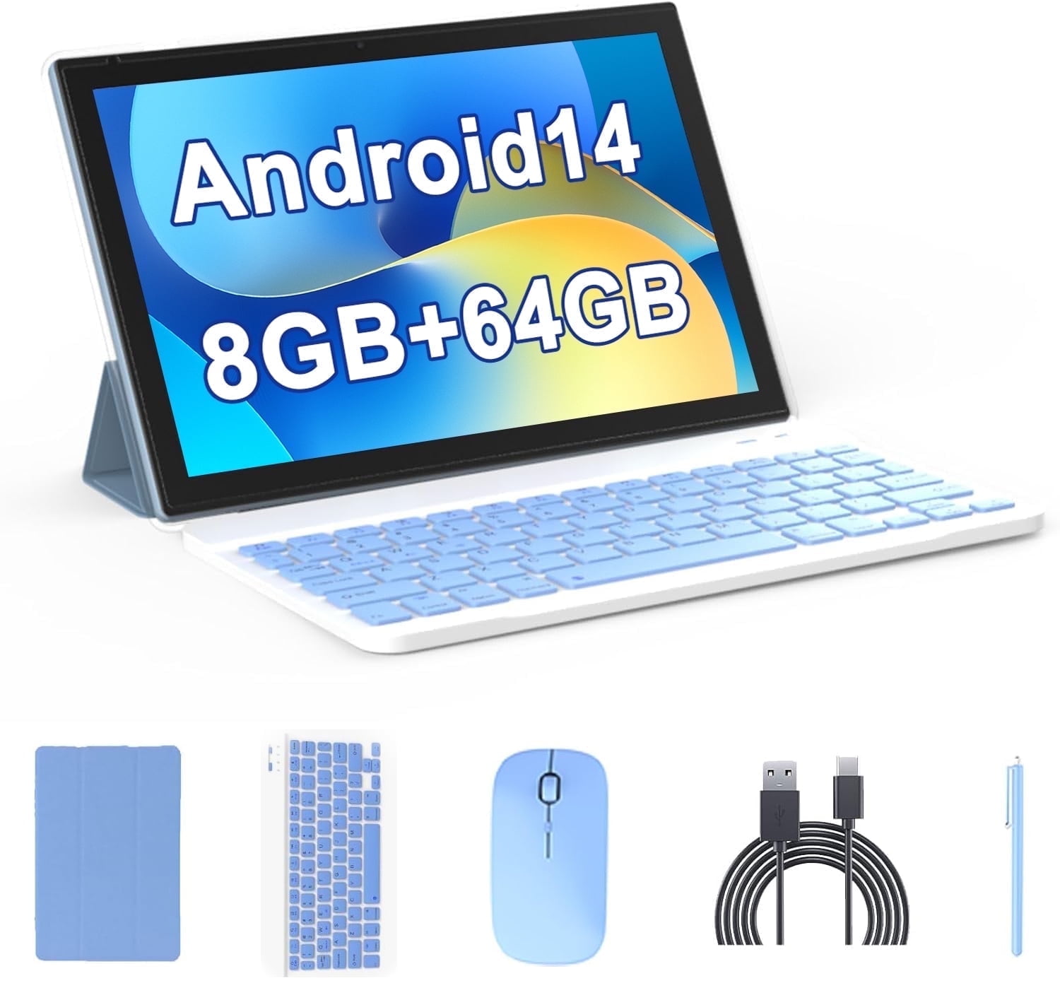 "10"" Android 12 Tablet, 2-in-1, 4GB+64GB, Quad-Core, FHD, 8MP Camera ...