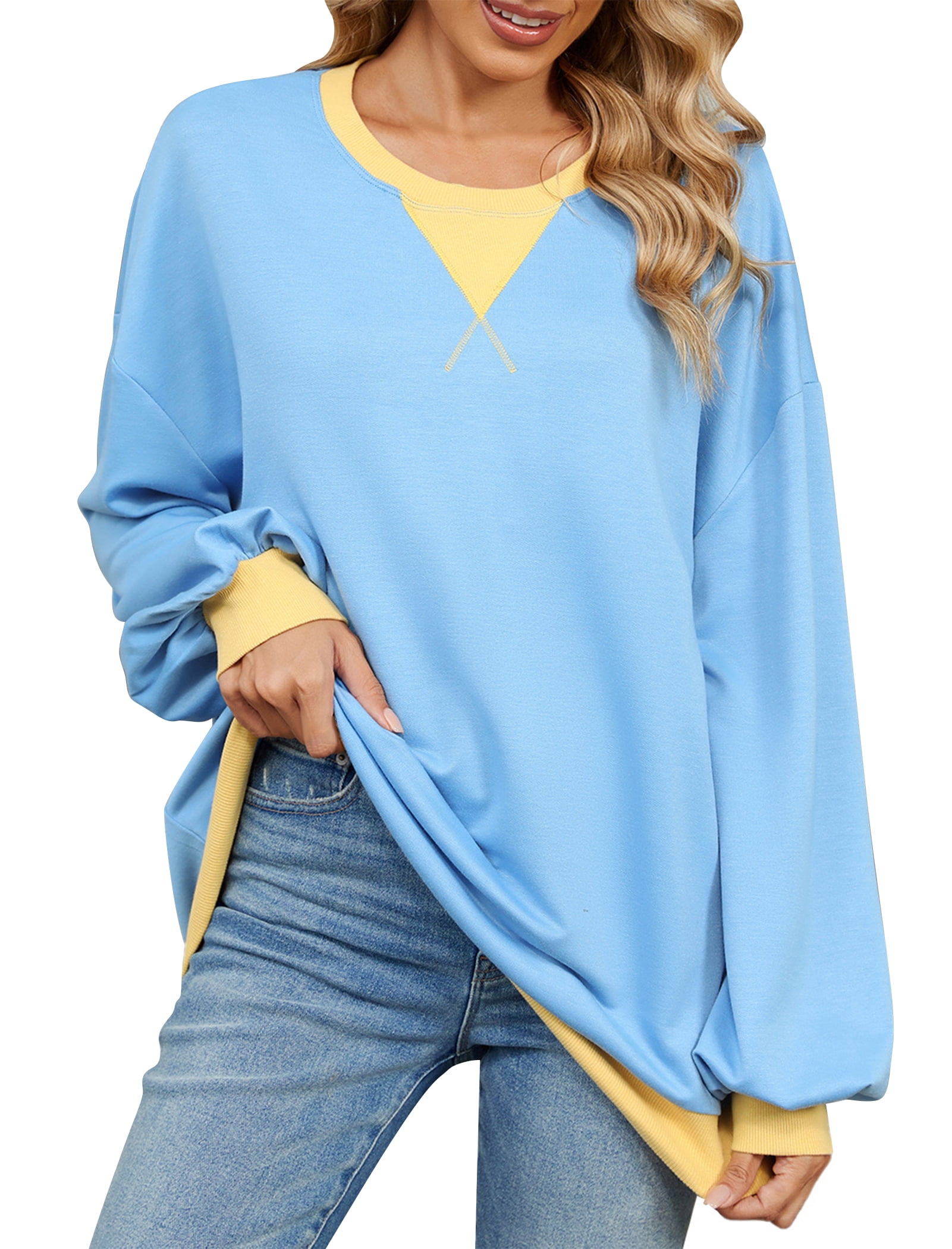 IWEMEK Crewneck Sweatshirt for Womens Fall Long Sleeve Blouses Fashion ...