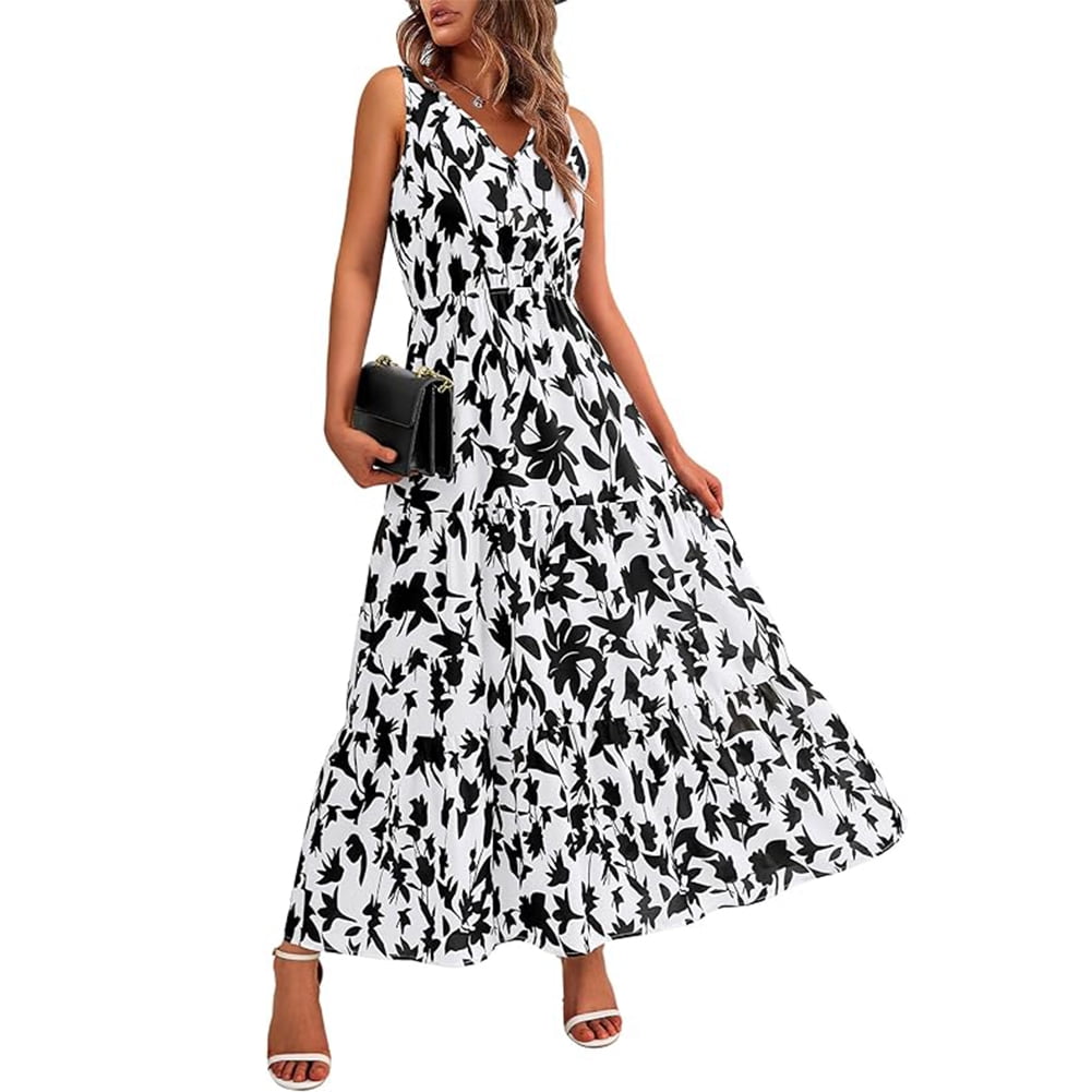 IWEMEK Dresses for Women Casual Dressy Summer Dress Sleeveless Boho ...