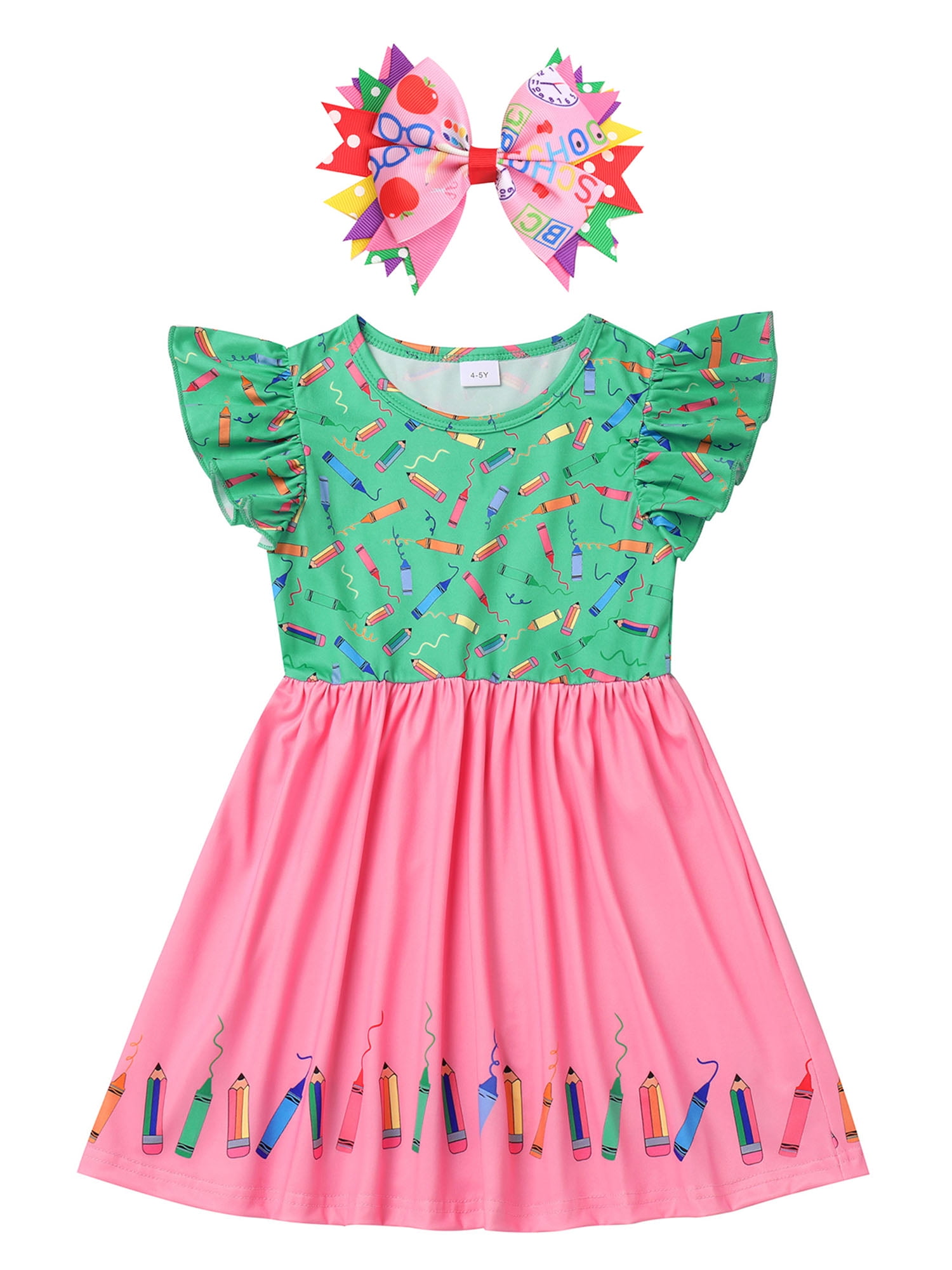 IWEMEK Girls Dress Short Sleeve Crew Neck Color Block Dresses Pencil ...