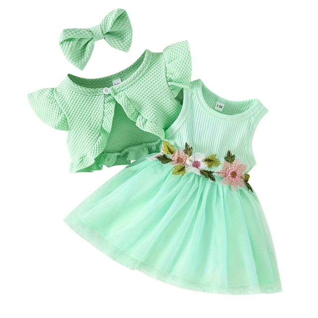 IWEMEK Little Girls Outfits Casual Summer Crewneck Sleeveless Sundress ...