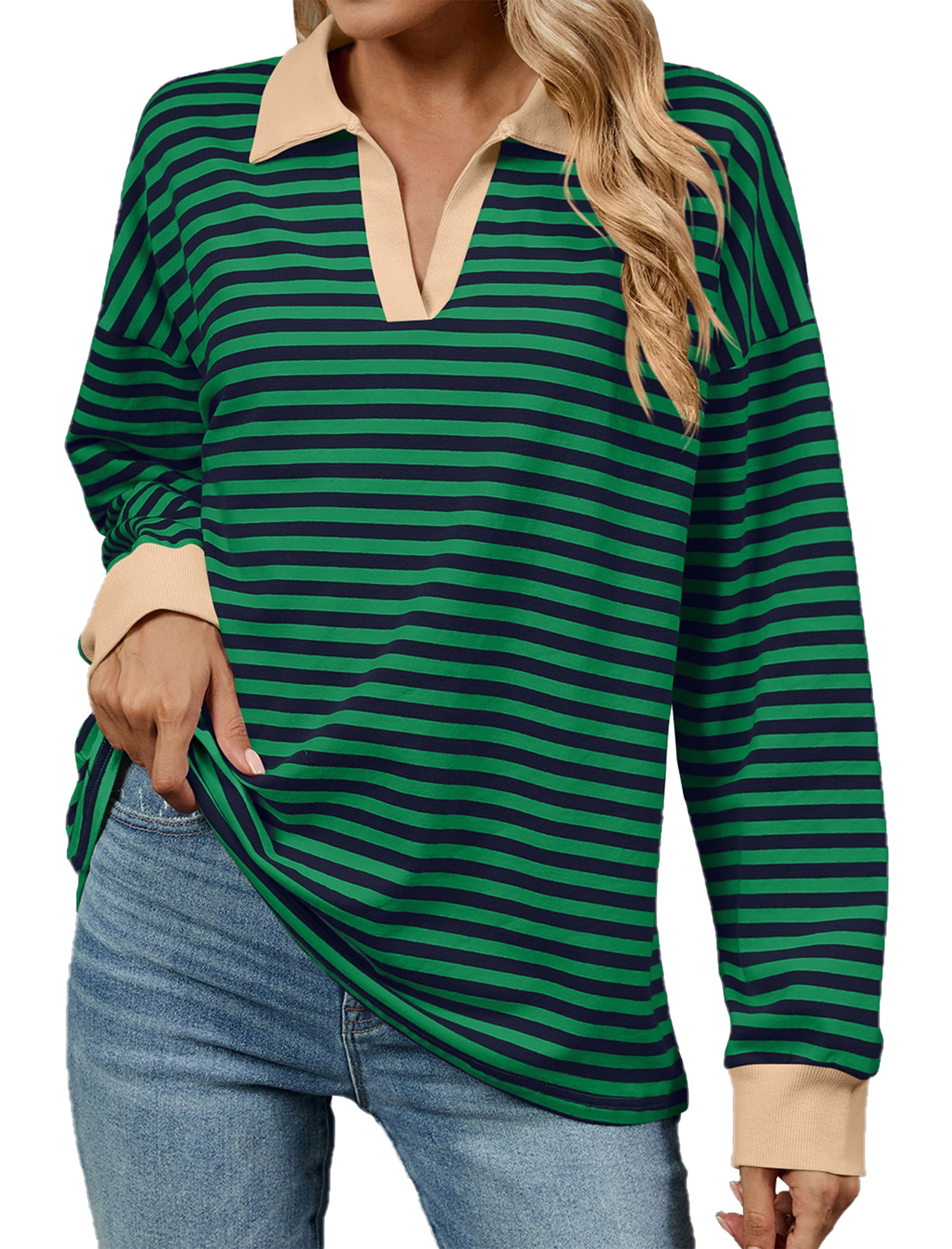 IWEMEK Long Sleeve Shirts for Women Casual Dressy Spring Sweatshirt V ...