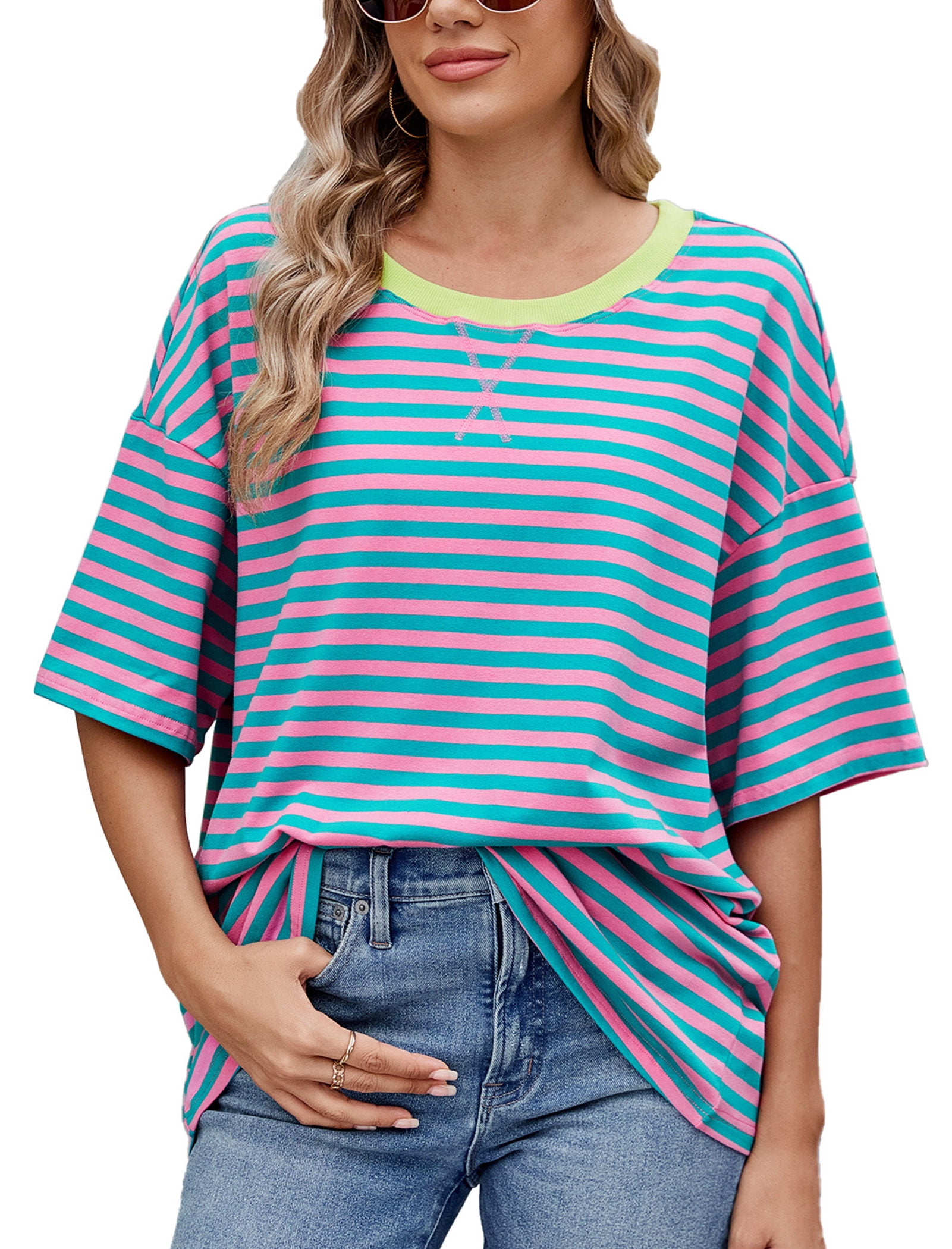 IWEMEK Short Sleeve Shirts for Women Summer Workout Tunics Tops ...