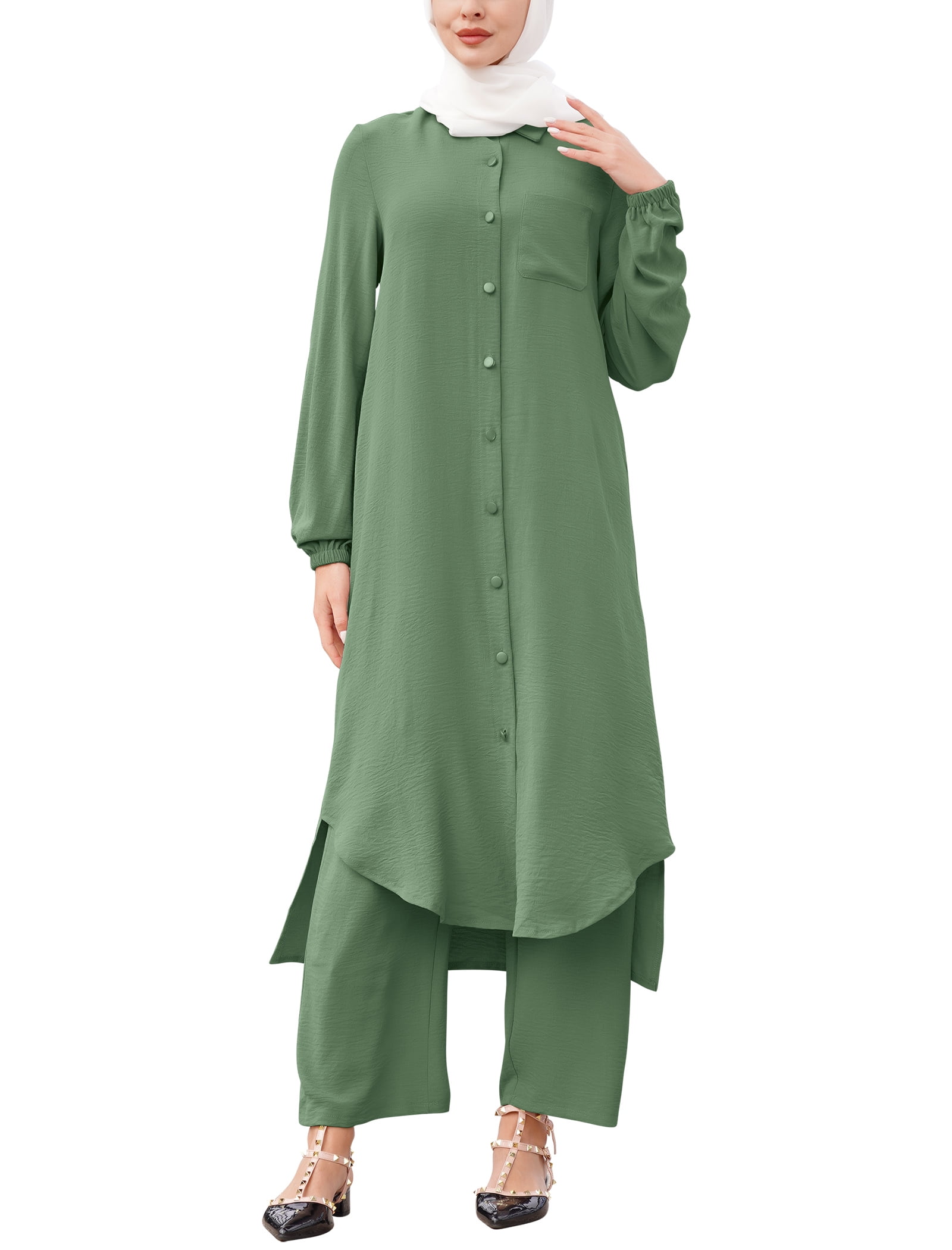 IWEMEK Women Muslim Outfits Islamic Modest Clothing Dubai Solid Abayas ...