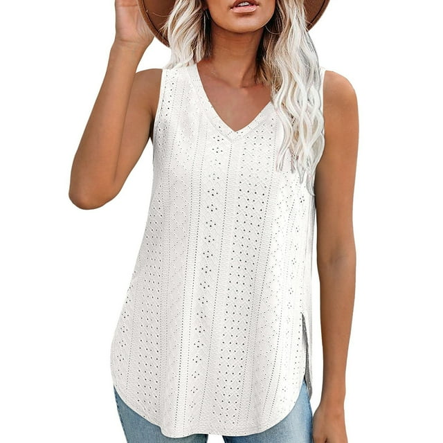 IWEMEK Women Tops Summer Casual Shirts Fashion Chic Blouses V-Neck Solid White Tee Business ...
