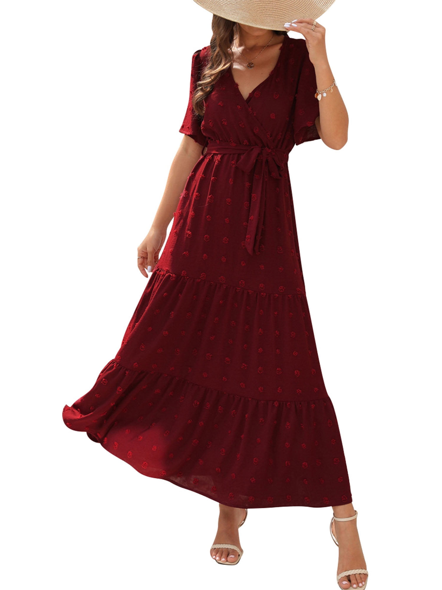 IWEMEK Womens Dress Wedding Guest Summer Dresses for Women Comfy ...