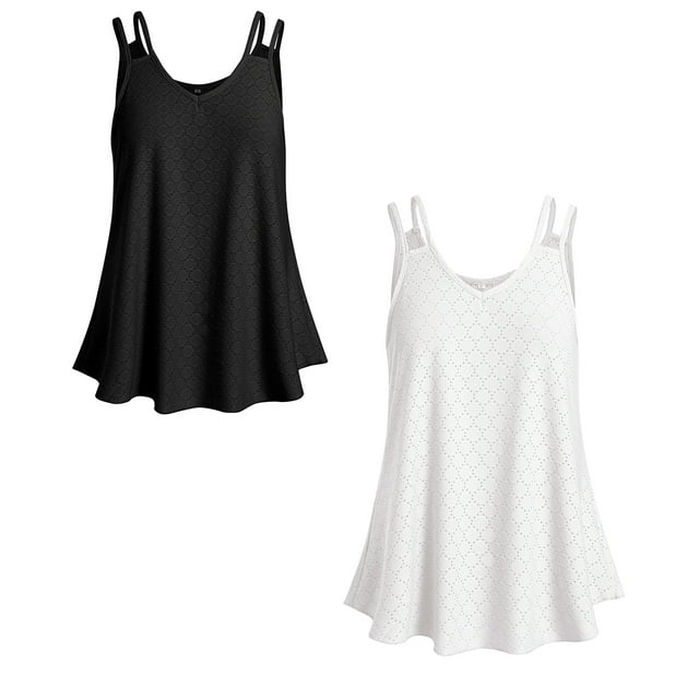 IWEMEK Womens Tank Top Spaghetti Strap Hollow Out Cropped Going Out ...