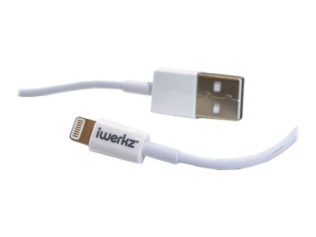 IWERKZ 44620 Charge & Sync Lightning(TM) to USB Cable, 4ft (White) - Walmart Business Supplies