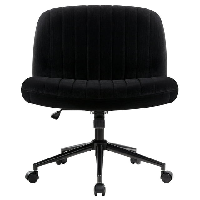 IWMH Ergonomic Armless Task Office Chair with Wheels, Cross Legged Wide ...