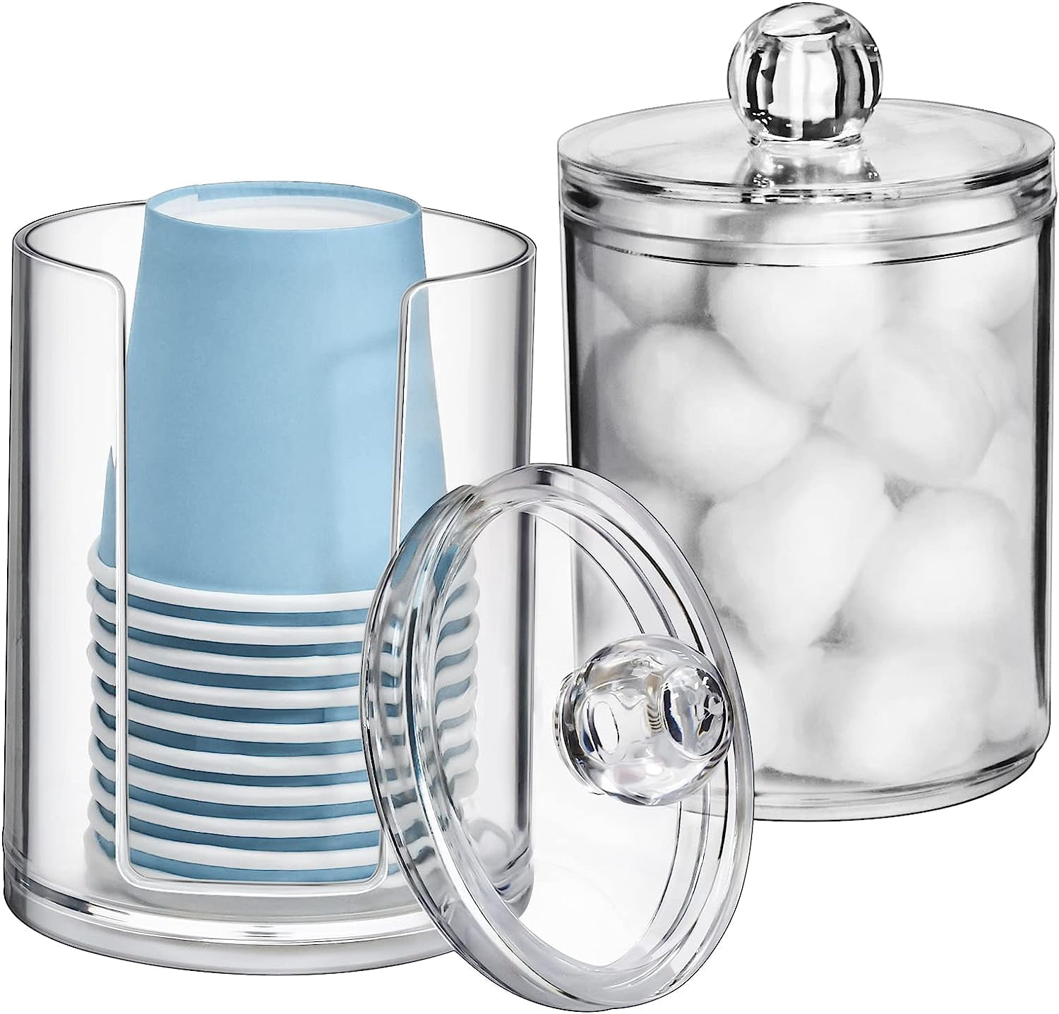 Q Tip Jar KW Collection Square Acrylic Cotton Ball Pads Gauze Swab ...