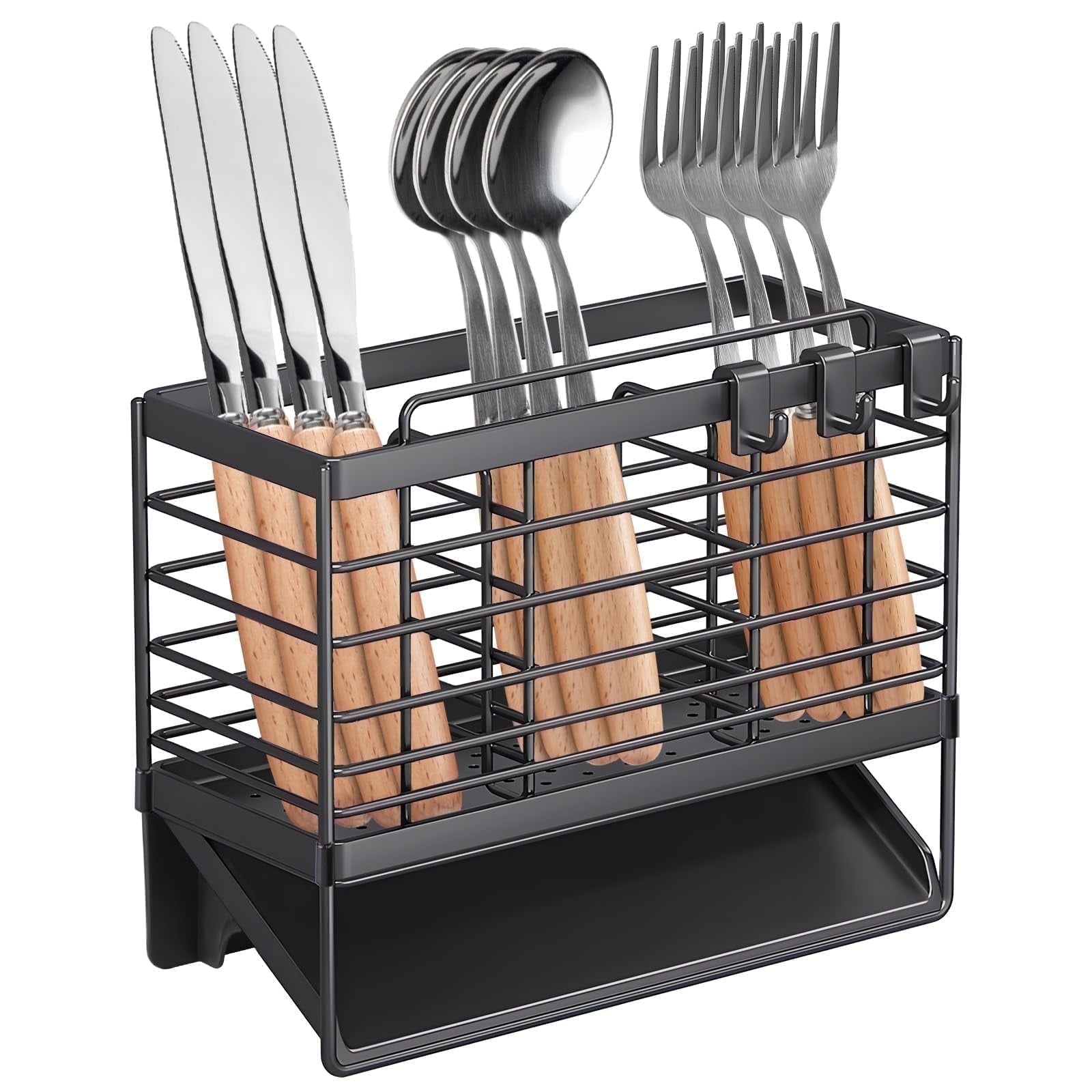 IWNTWY Utensil Holder with 3 Compartments, Wall Mounted Stainless Steel ...