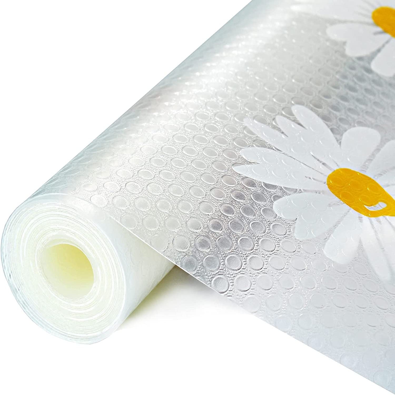 IWNTWY 17.7x6.56 FT Waterproof Shelf Liner, Non-Slip, Clear Daisy, Non ...